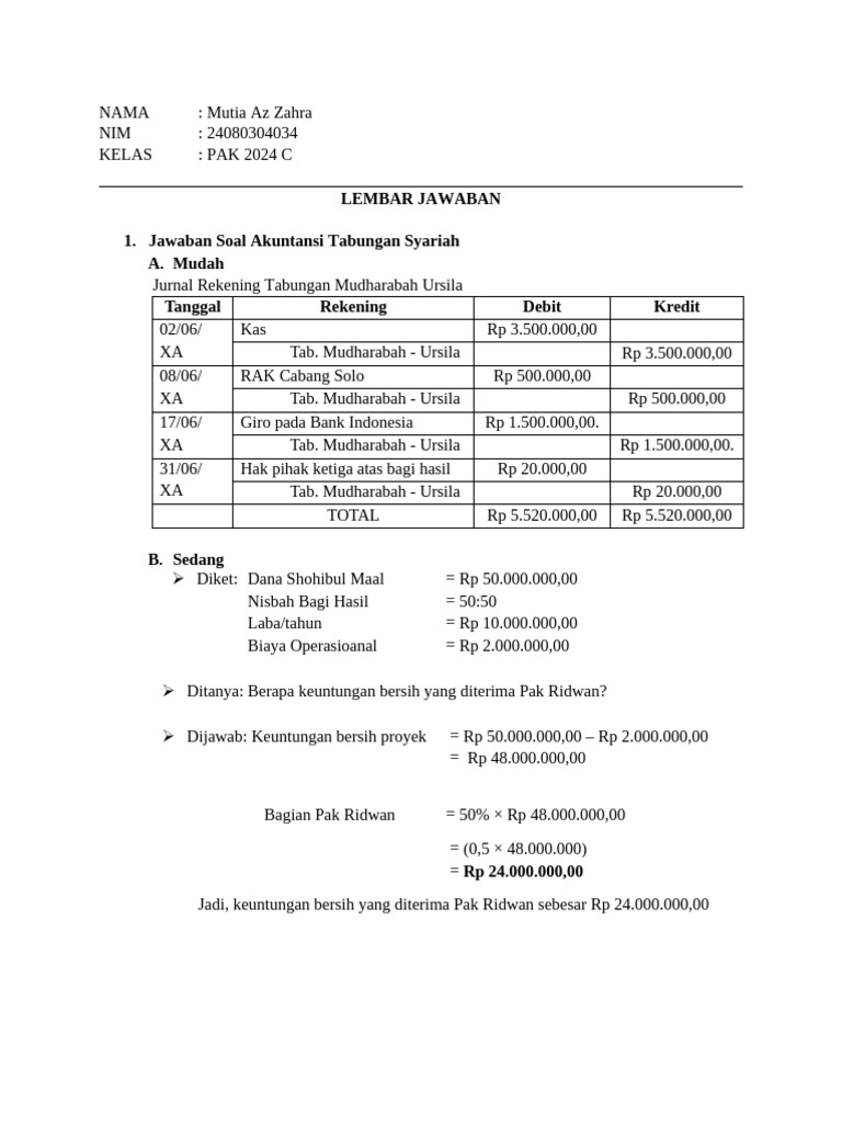 JWB LKPD Bank Syariah | PDF
