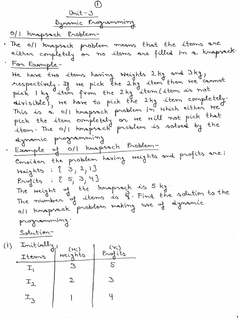 Unit-3 (Knapsack Problem) | PDF
