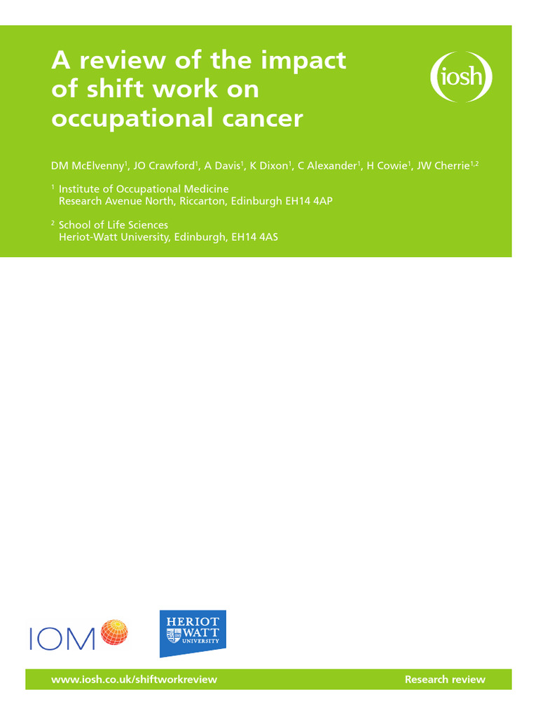 A review of the impact of shift work on occupational cancer | PDF ...