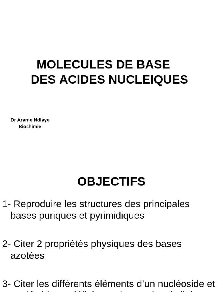 Bases et structures des acides nucléiques | PDF | Nucléotides ...