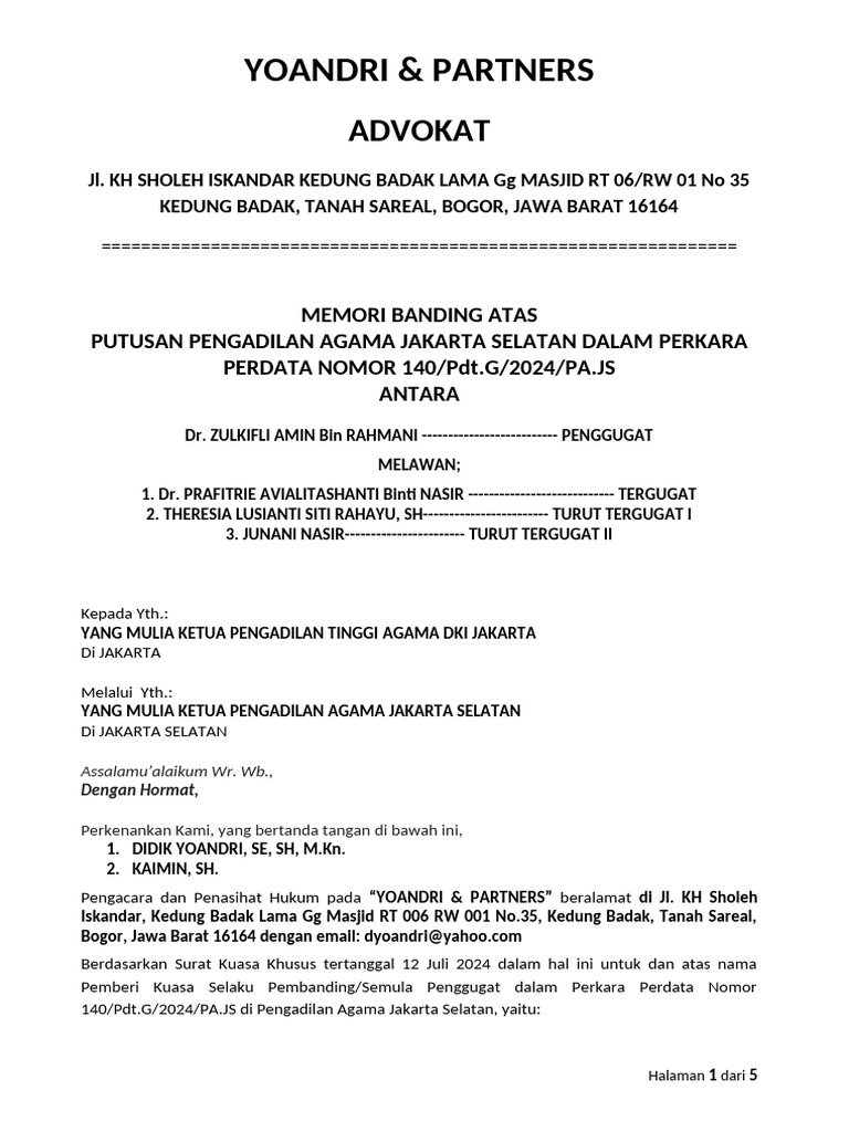 Memori Banding Dr. Zulkifli Amin Bin Rahmani | PDF