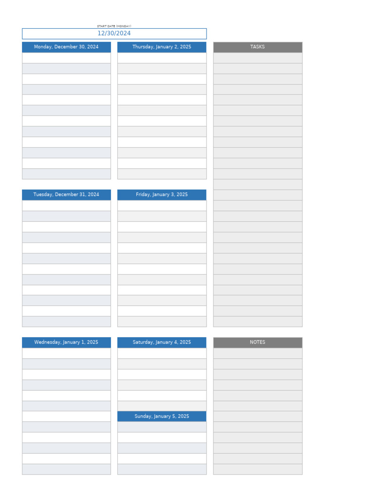 Weekly Planner Template for 2025 | PDF