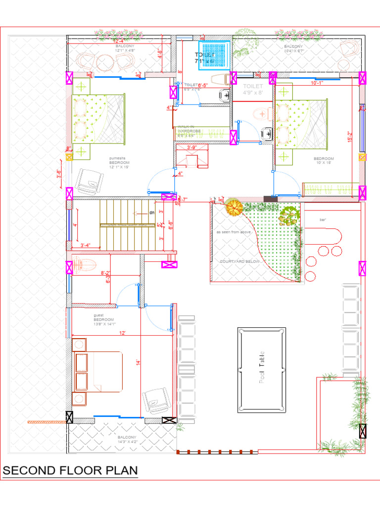 Detailed Second Floor Plan Layout | PDF