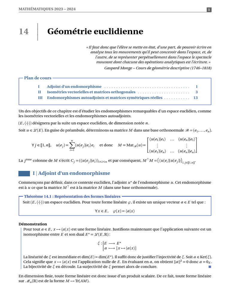 Endomorphismes et Matrices Orthogonales | PDF | Espace euclidien | Base ...