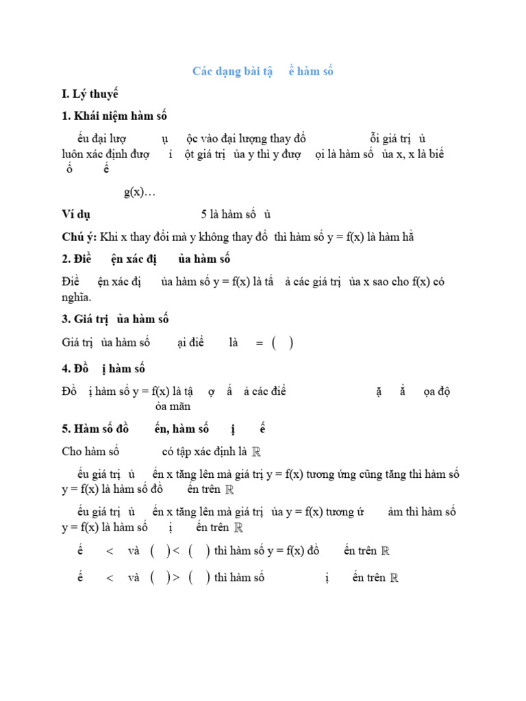 Cac Dang Bai Tap Ve Ham So Va Cach Giai Toan Lop 9 | PDF