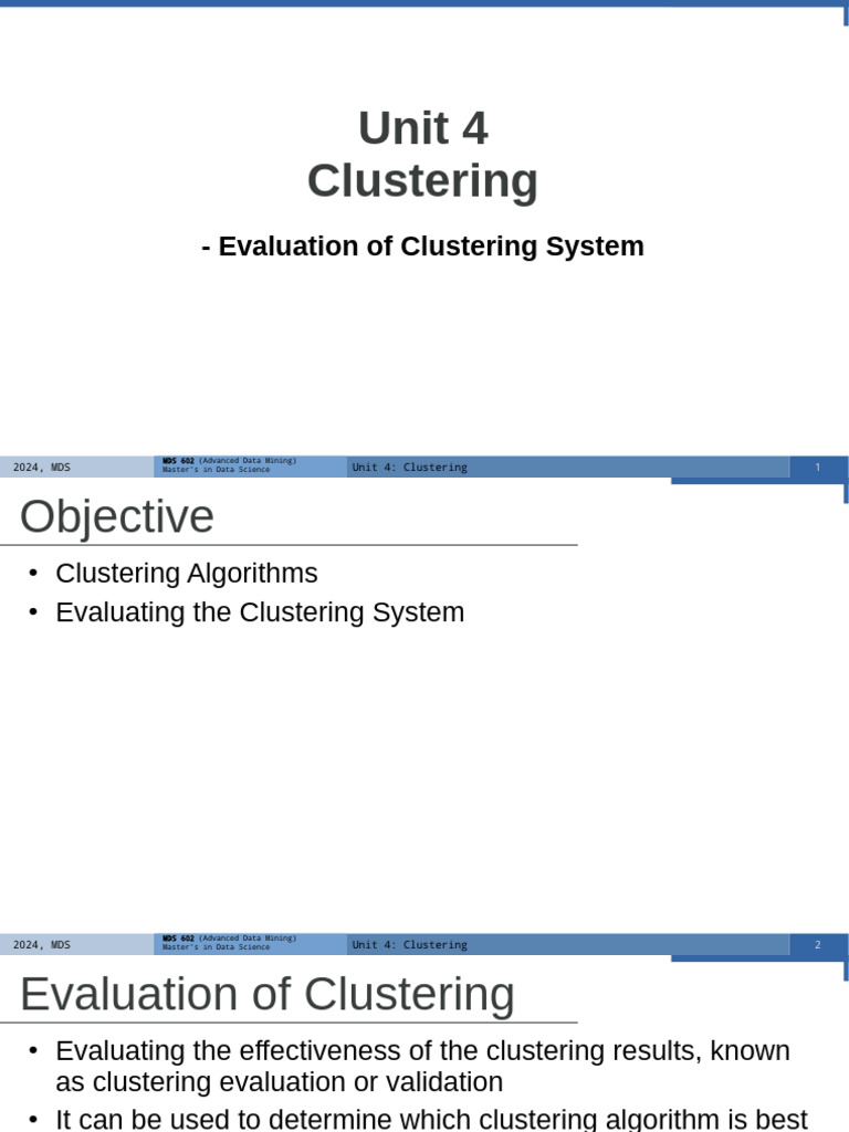 Unit4-Clustering-Evaluation | PDF | Cluster Analysis | Machine Learning