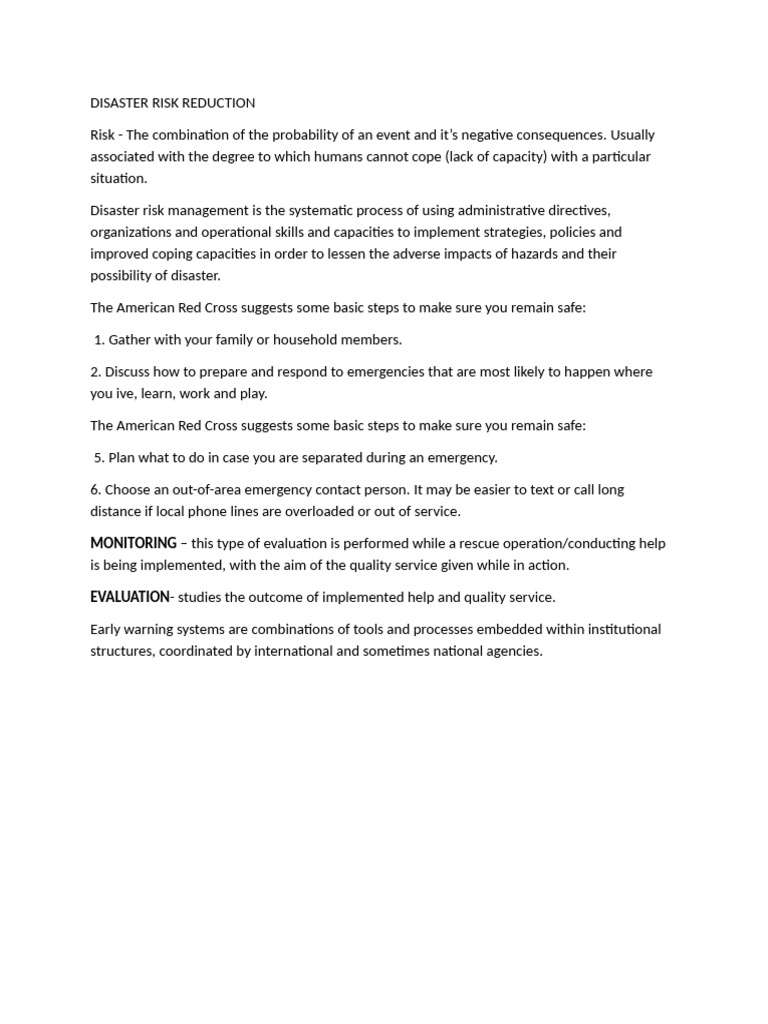 Disaster Risk Reduction | PDF