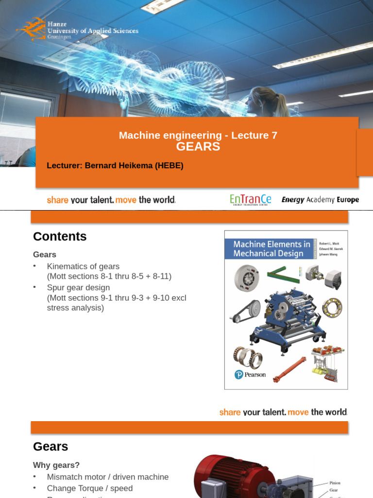 Gears: Design and Kinematics Overview | PDF | Gear | Mechanics