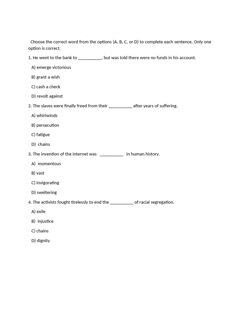 Adv Vocab Practice Options | PDF