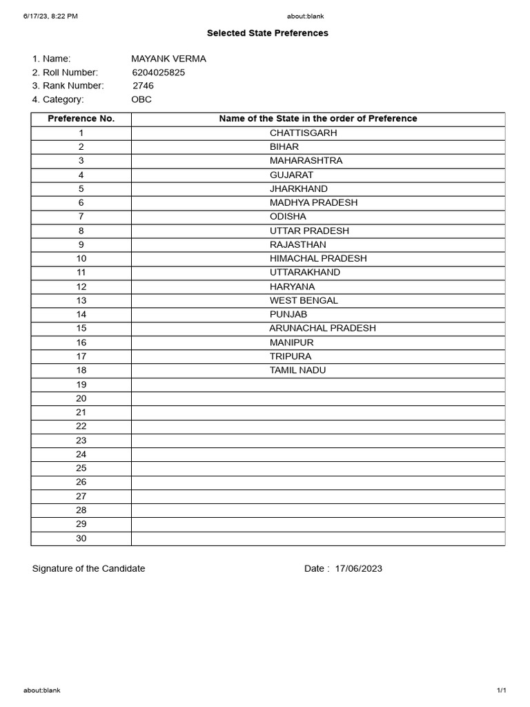 State Prefernce | PDF