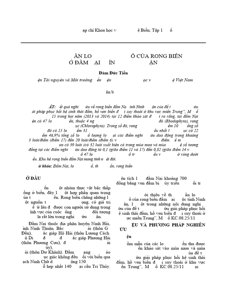 Thanh phan loai va phan bo cua rong bien o Dam Nai - tinh Ninh Thuan | PDF