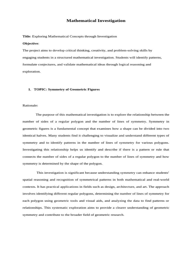 Mathematical Investigation | PDF | Symmetry | Triangle