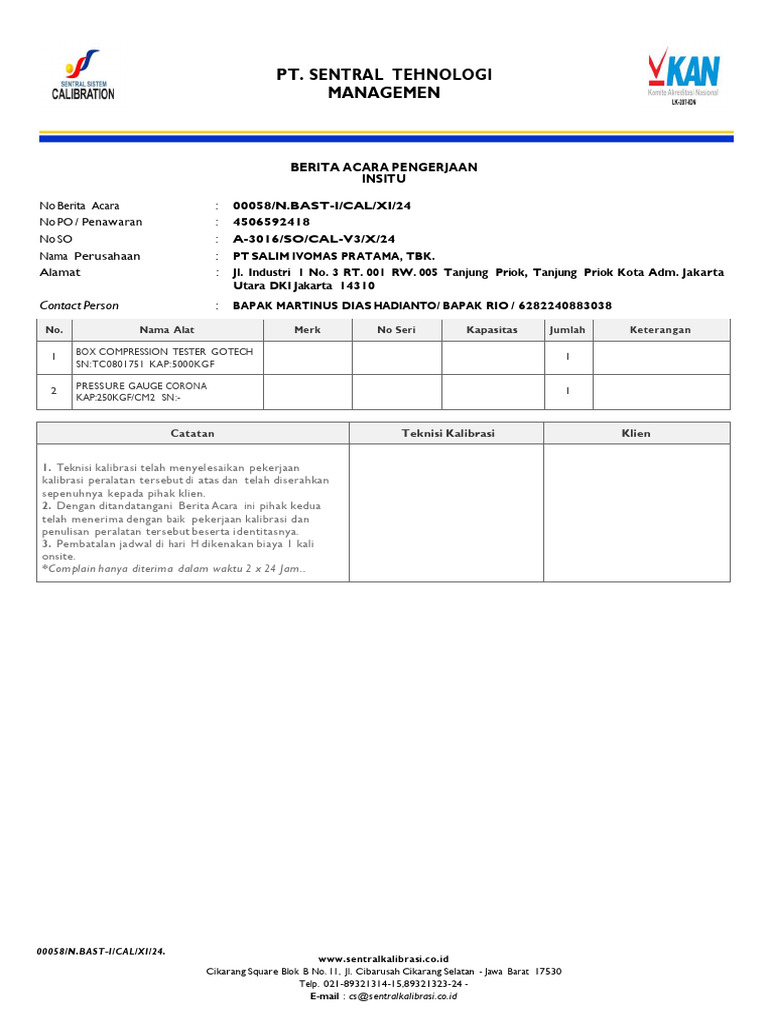 Bast Driver Order Insitu Drv-Ord-20241106105444 - Pt. Salim Ivomas Pratama - A-3016 (Edit) | PDF