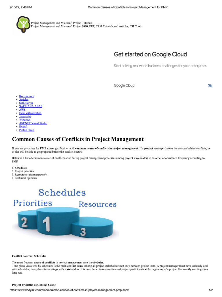 Common Causes of Conflicts in Project Management | PDF