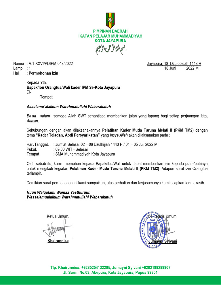 Surat Izin Peserta-1 | PDF