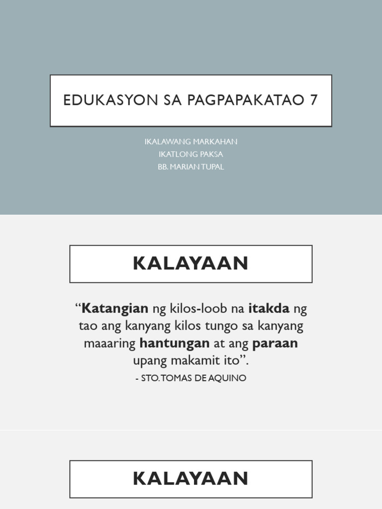 ESP7 Q2 Lesson 3 Kalayaan Learners | PDF