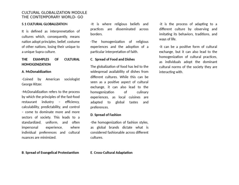 Examples of Cultural Homogenization | PDF