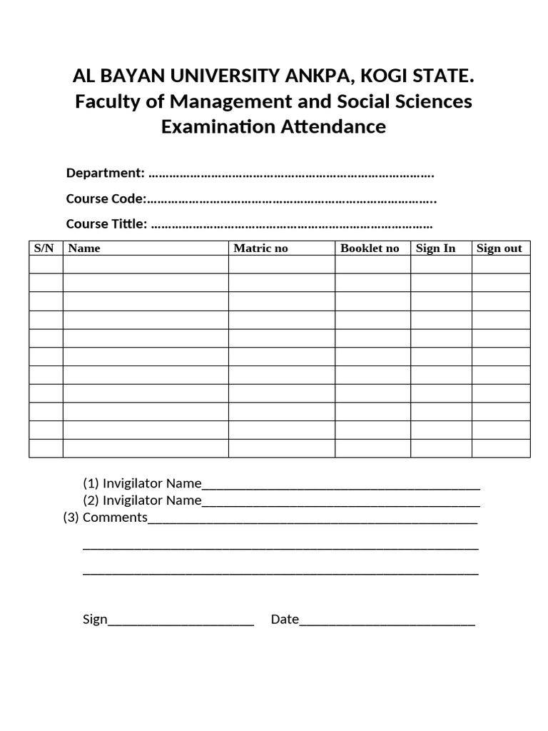 Student Attendance Sheet | PDF