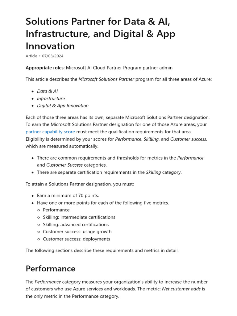 Microsoft Solution Partner Program Scoring Explanation | PDF ...