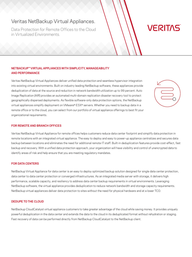NetBackup Virtual Appliance Data Sheet | PDF | Cloud Computing | Data Center