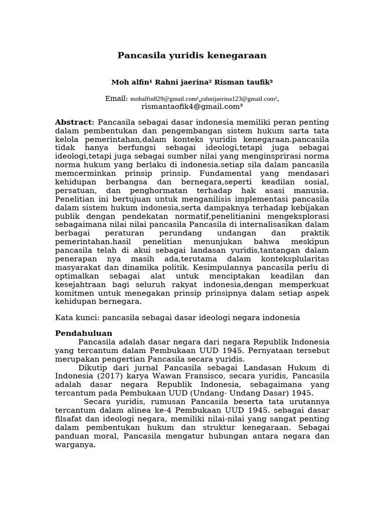 Jurnal Pancasila Yuridis Kenegaran Klompok Iii | PDF