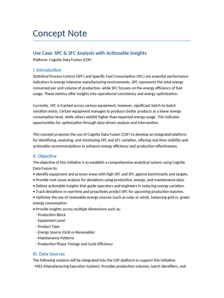 Detailed Concept Note SPC SFC Analysis CDF | PDF | Data | Energy Development