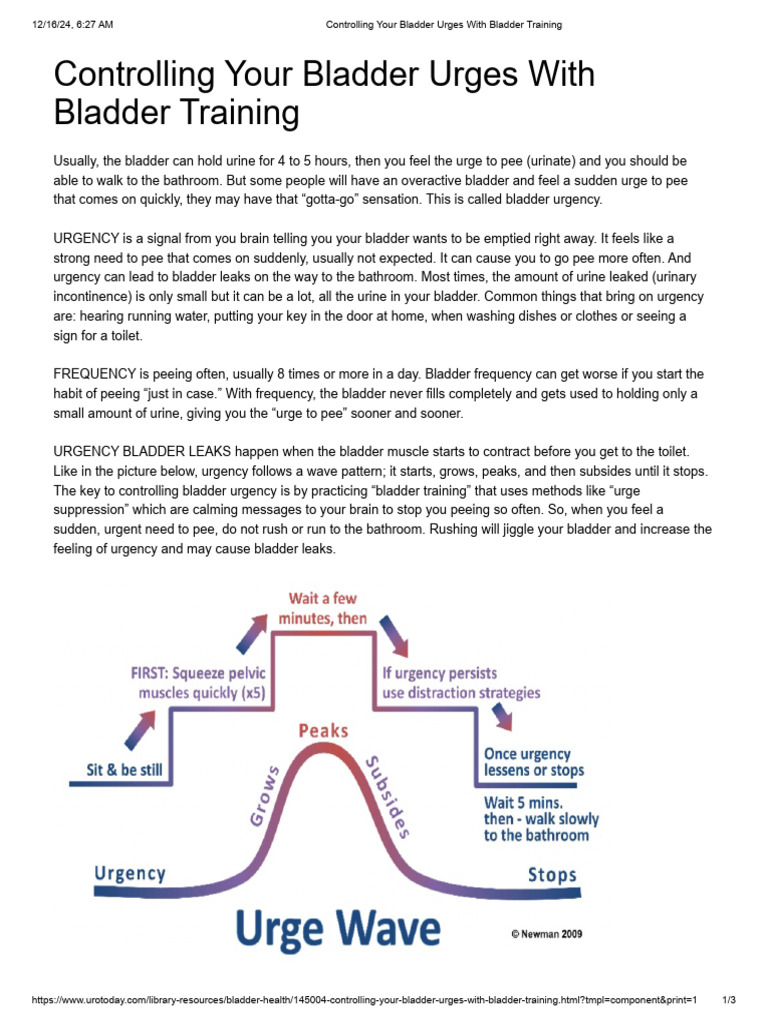Bladder Retraining For Patients - Urge Wave | PDF | Urinary ...