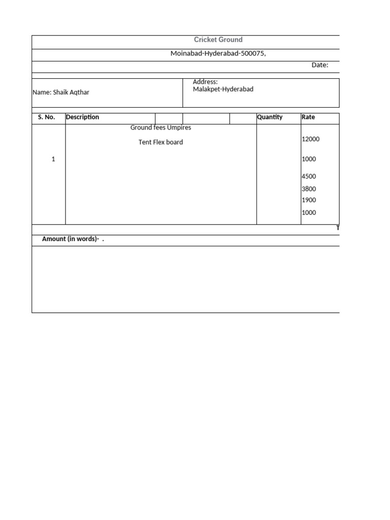 Centurion Cricket Ground Invoice | PDF