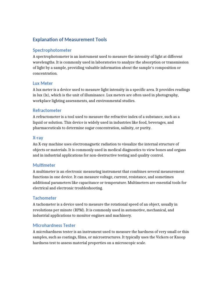 Measurement_Tools_Explanation | PDF