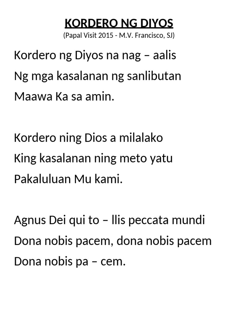 Kordero (Papal Visit 2015) CC | PDF