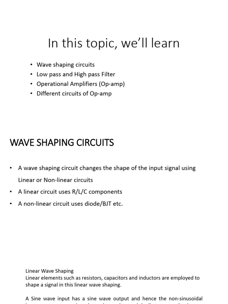 Waveshaping Circuits & Operational Amplifiers | PDF | Electrical Network | Electronic Filter