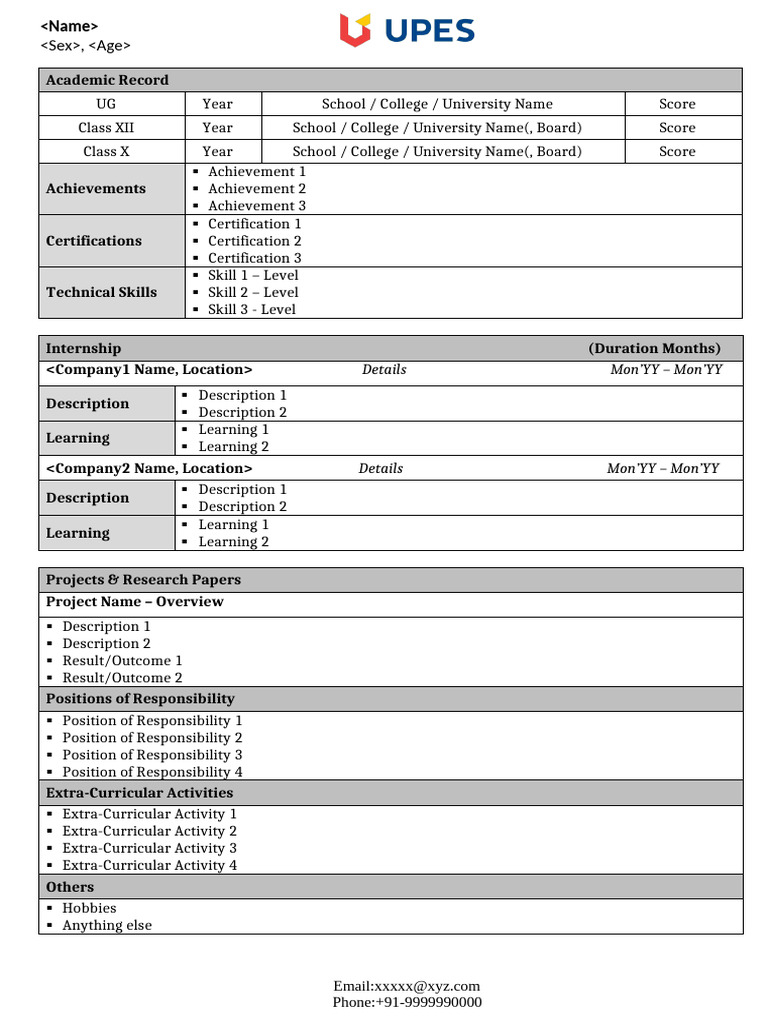 Master Resume Template Guide | PDF