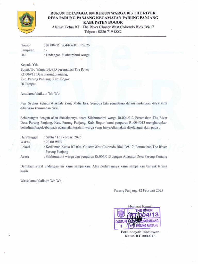 Undangan RT004 | PDF