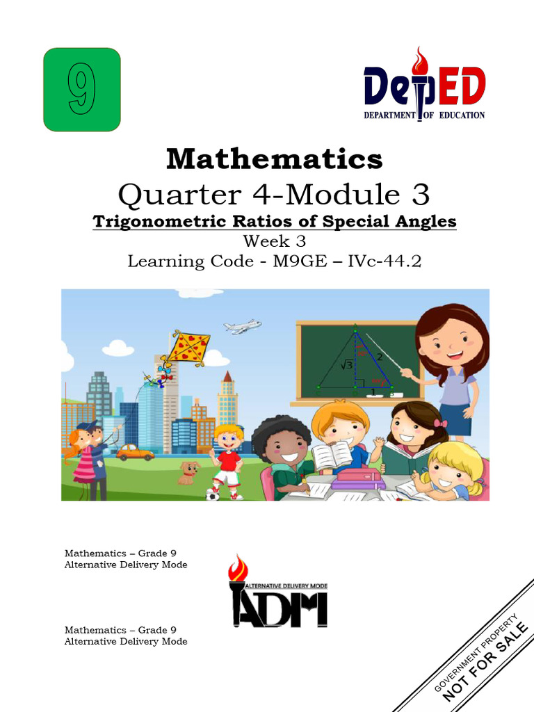 Math9 - Q4 - Mod3 - Trigonometric Ratios of Special Angles | PDF | Trigonometric Functions ...