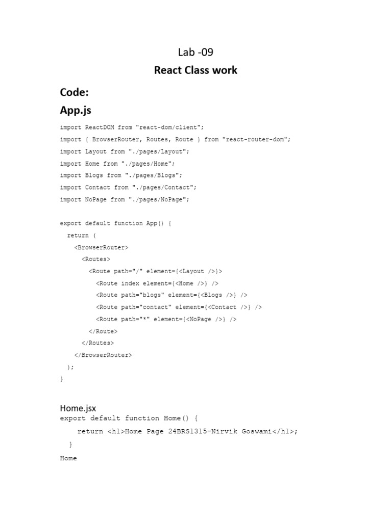 React Router App Structure Example | PDF