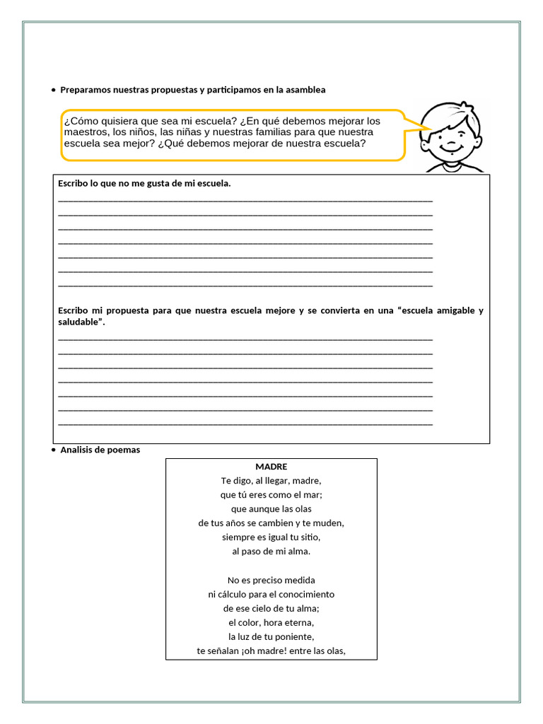 FICHA COM6º - La Asamblea - Comprensión de Poemas | PDF