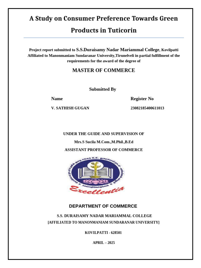 A Study On Consumer Preference Towards Green Products in Tuticorin ...