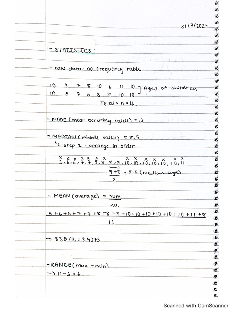 Statistics Notes | PDF