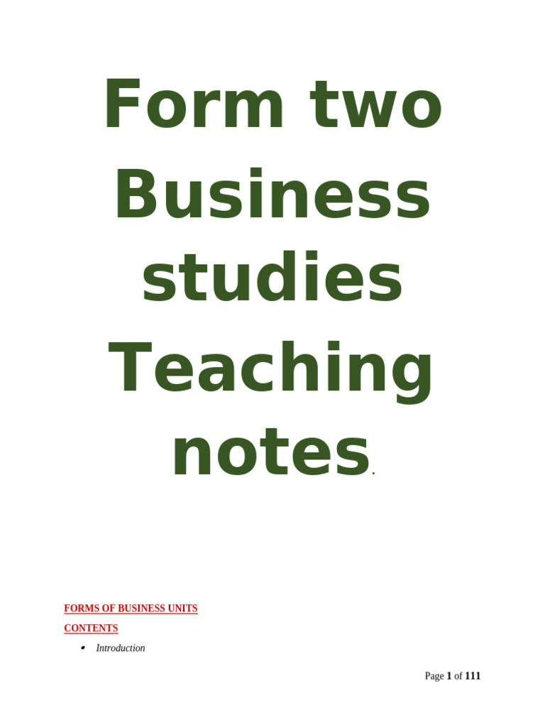 FORM 2 BST NOTES | PDF | Partnership | Sole Proprietorship