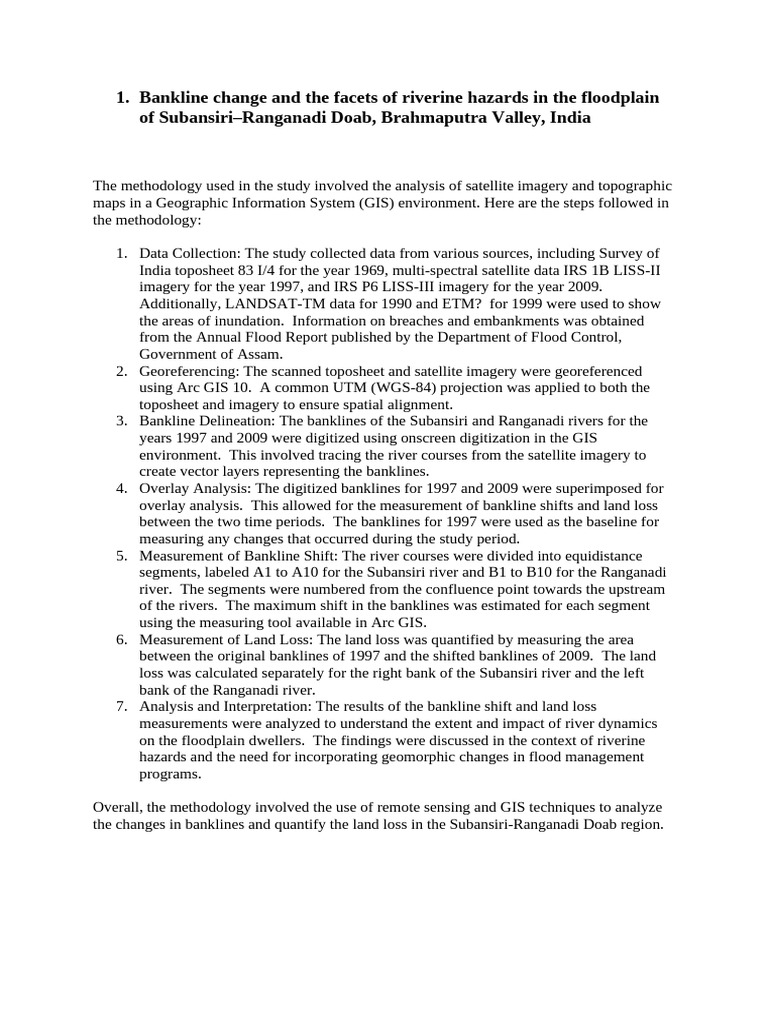 The Methodology Used in The Study Involved The Analysis of Satellite ...