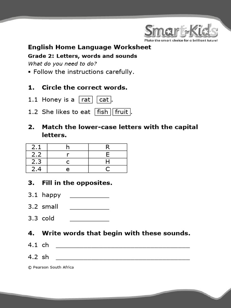 Worksheets English GR 2 Letters Words and Sounds | PDF
