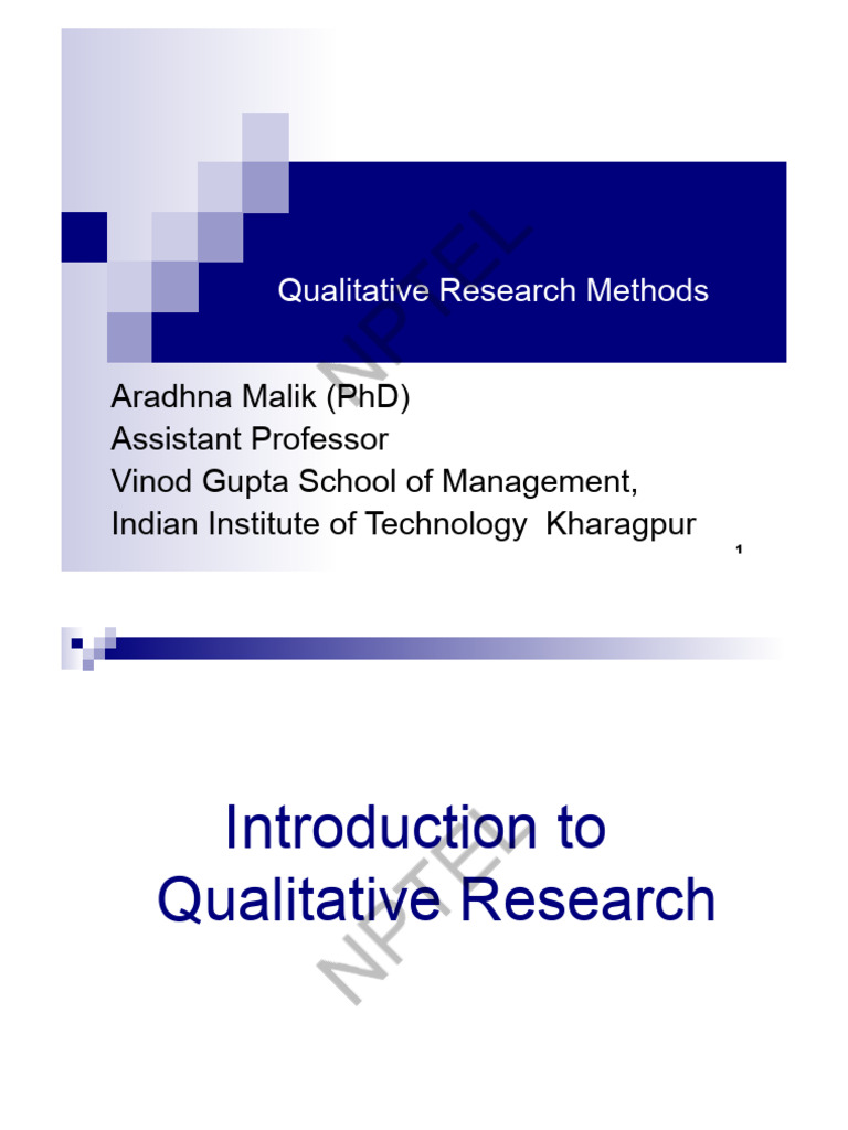 Qualitative Research - Week1 & 2 - Watermark | PDF | Qualitative Research | Methodology