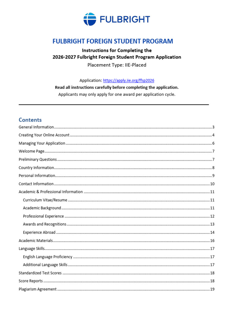 Fulbright Student Program Application Guide | PDF | Academic Degree ...