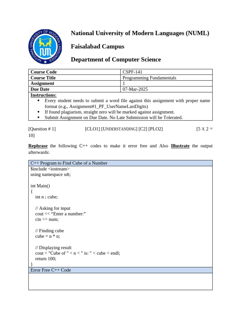 C++ Programming Fundamentals Assignment | PDF