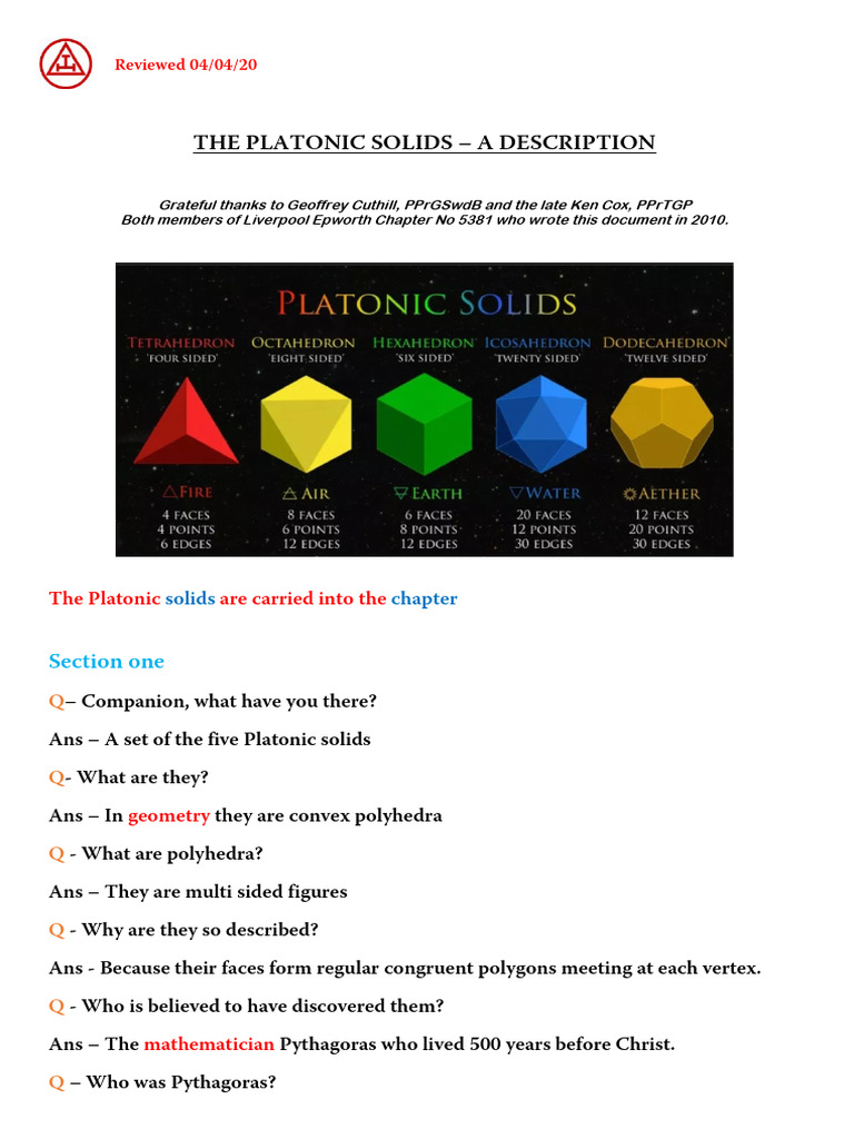 Platonic-solids-2020 | PDF | Socrates | Tetrahedron