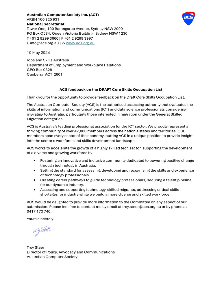 FINAL - ACS Submission To JSA Draft CSOL | PDF | Computer Security ...