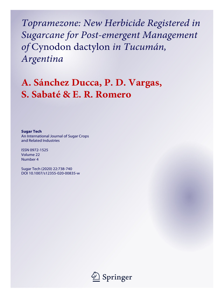 Topramezone manejo de malezas en caña de azucar | PDF | Sugarcane ...