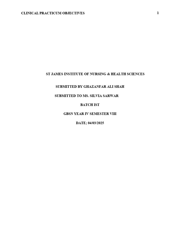 Clinical Practicum by Ghazanfar Ali Shah | PDF