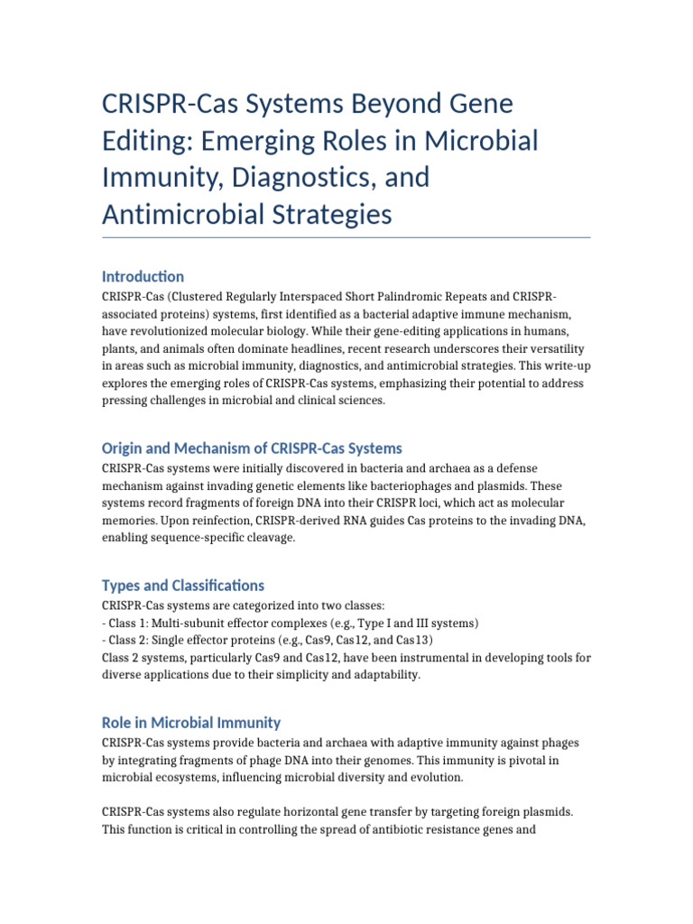 CRISPR Cas Emerging Roles | PDF | Crispr | Biochemistry