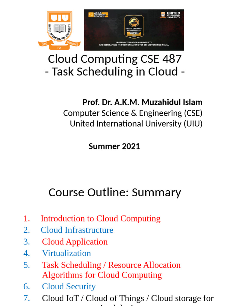 Cse 487 Lecture No4 Summer 2021 Task Scheduling Pdf Scheduling Computing Cloud